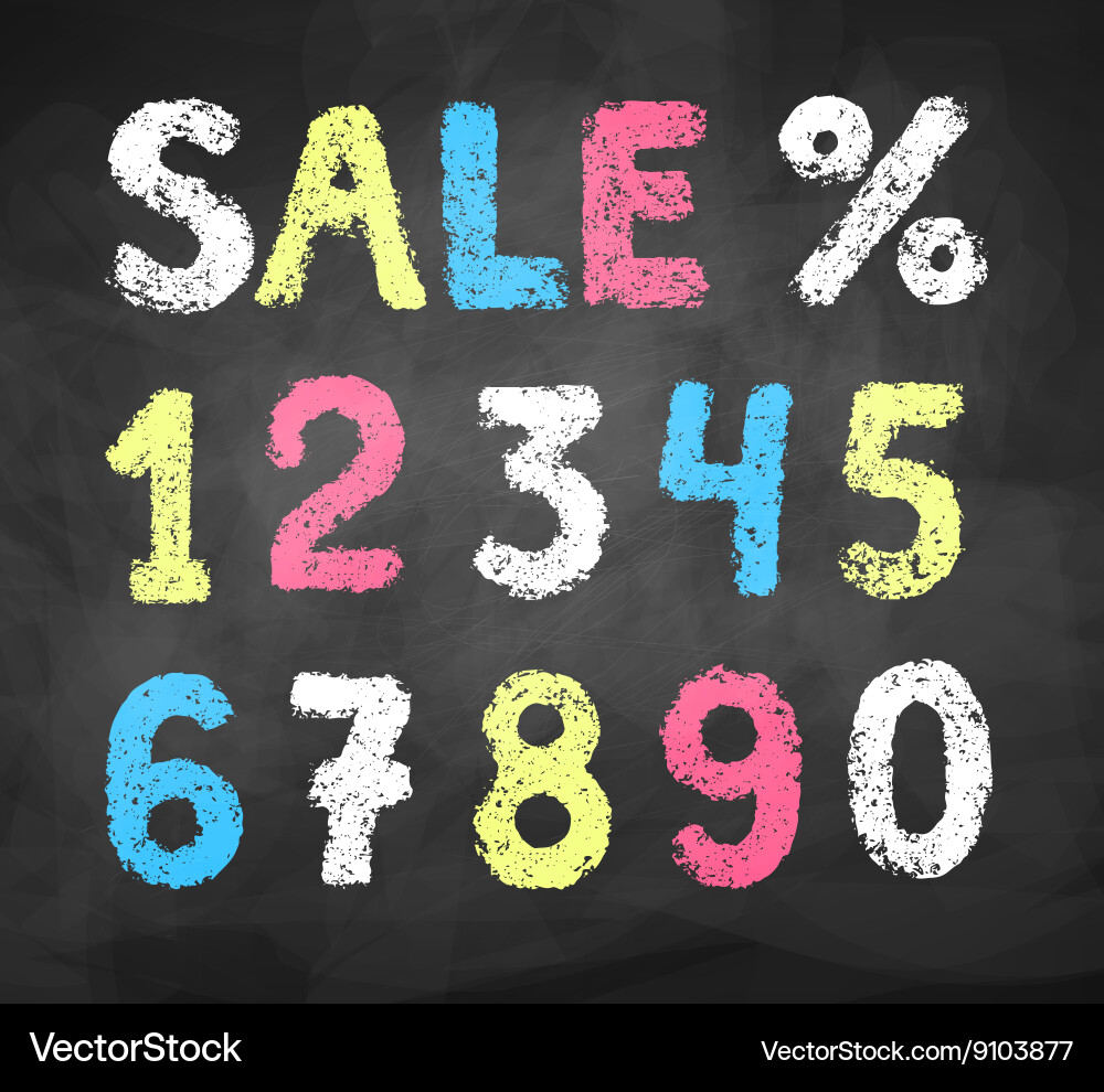 Chalked collection of numbers Royalty Free Vector Image