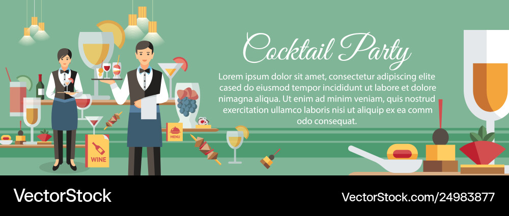Cocktail party with appetizers banner template Vector Image