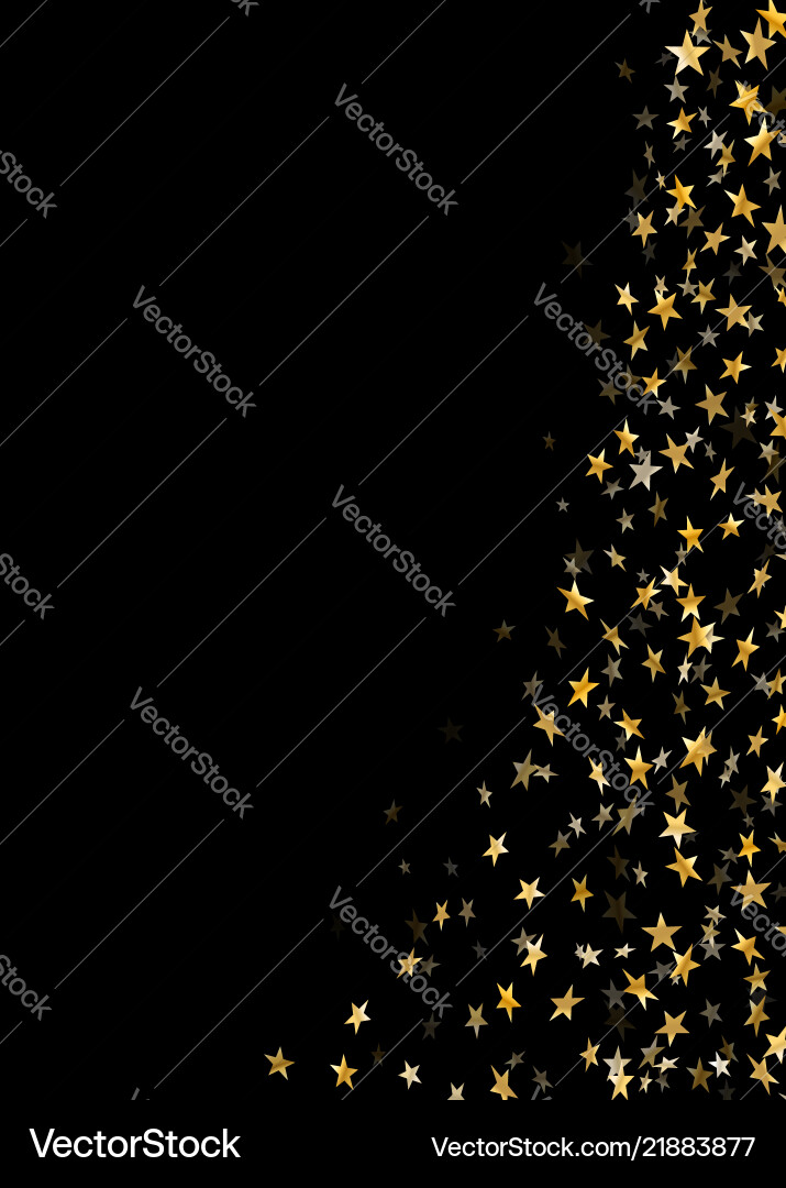 Gold stars falling confetti isolated on black Vector Image