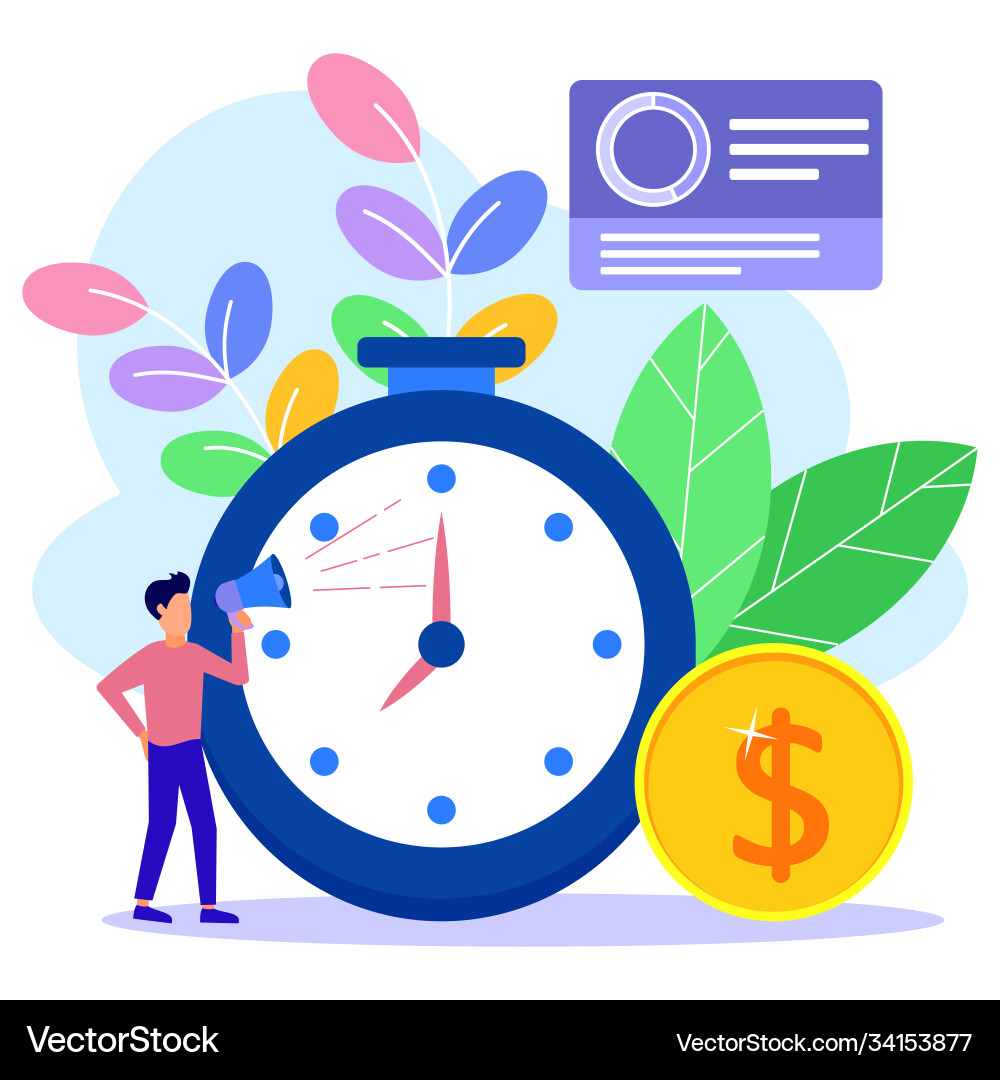 Graphic cartoon character time management Vector Image