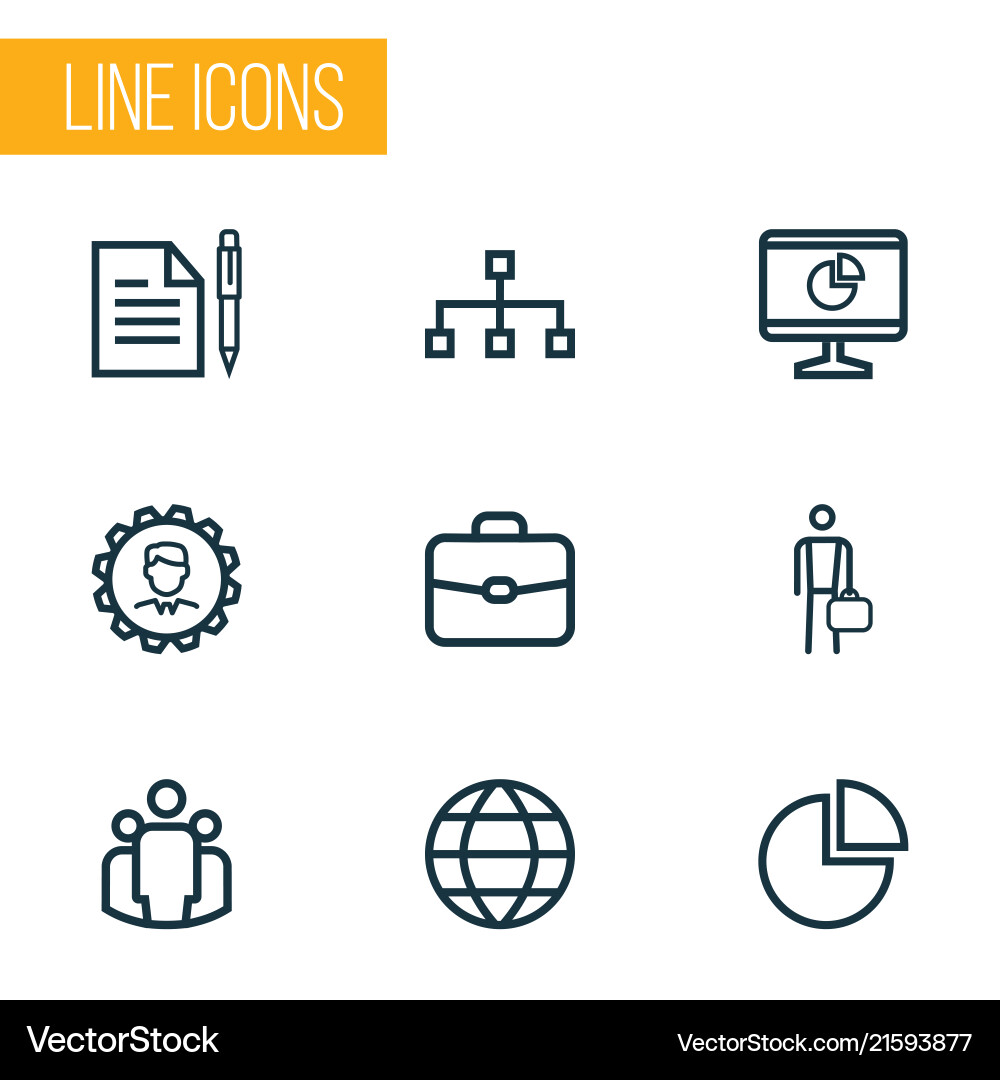 Job icons line style set with work man hierarchy Vector Image