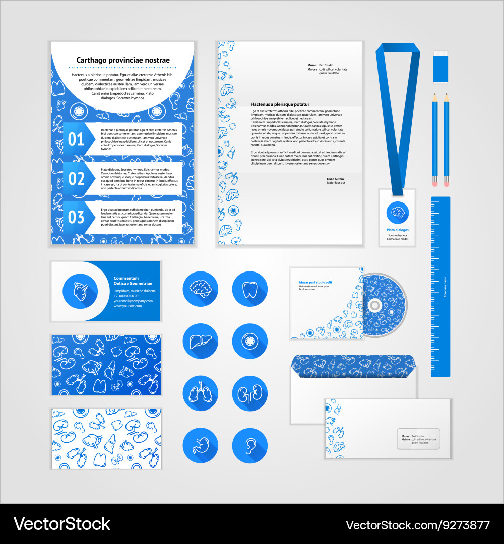 Medical corporate identity design with modern flat