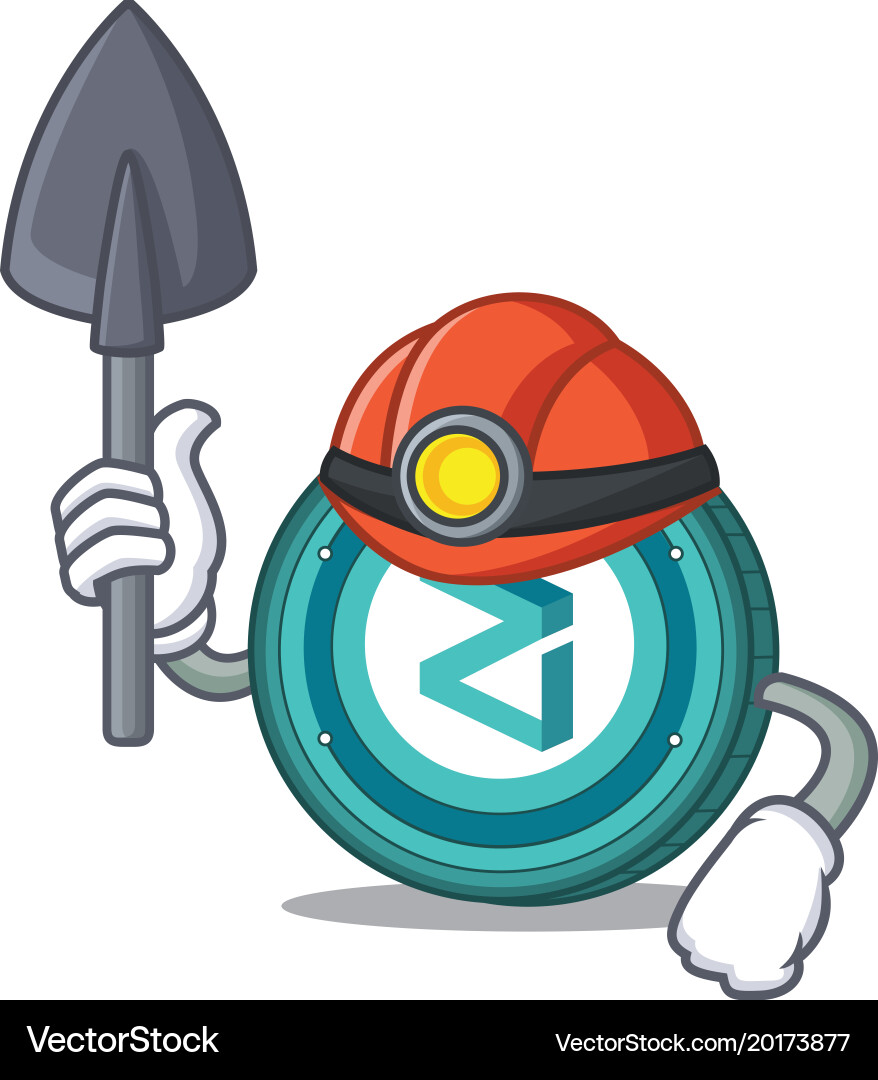 Miner zilliqa coin mascot cartoon Royalty Free Vector Image