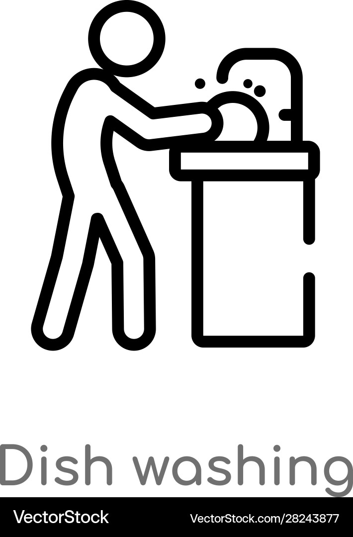 Outline dish washing icon isolated black simple Vector Image