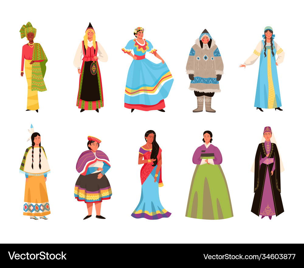 People in national costumes Royalty Free Vector Image