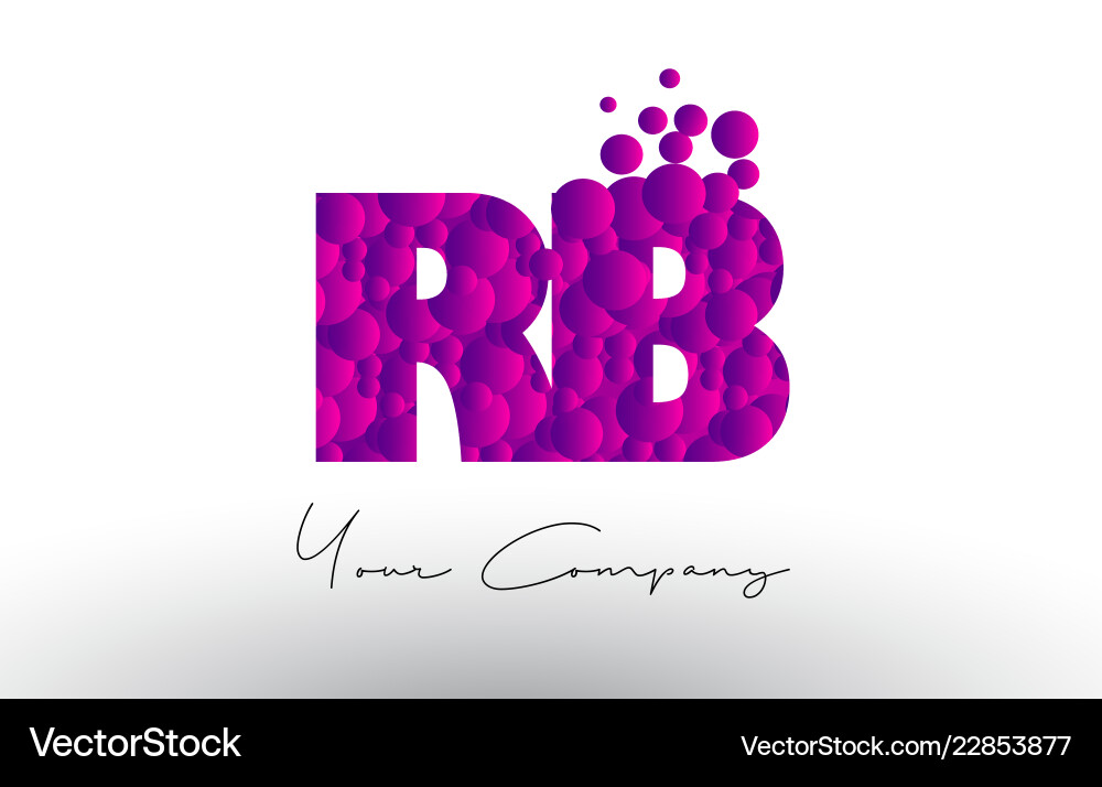 Rb r b dots letter logo with purple bubbles Vector Image