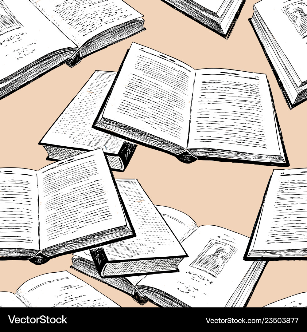 Seamless pattern of the old books Royalty Free Vector Image