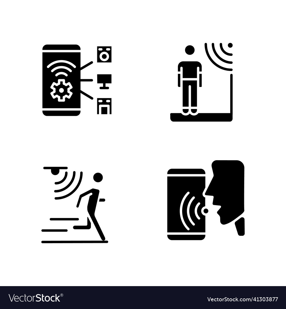 Sensor technology black glyph icons set on white Vector Image