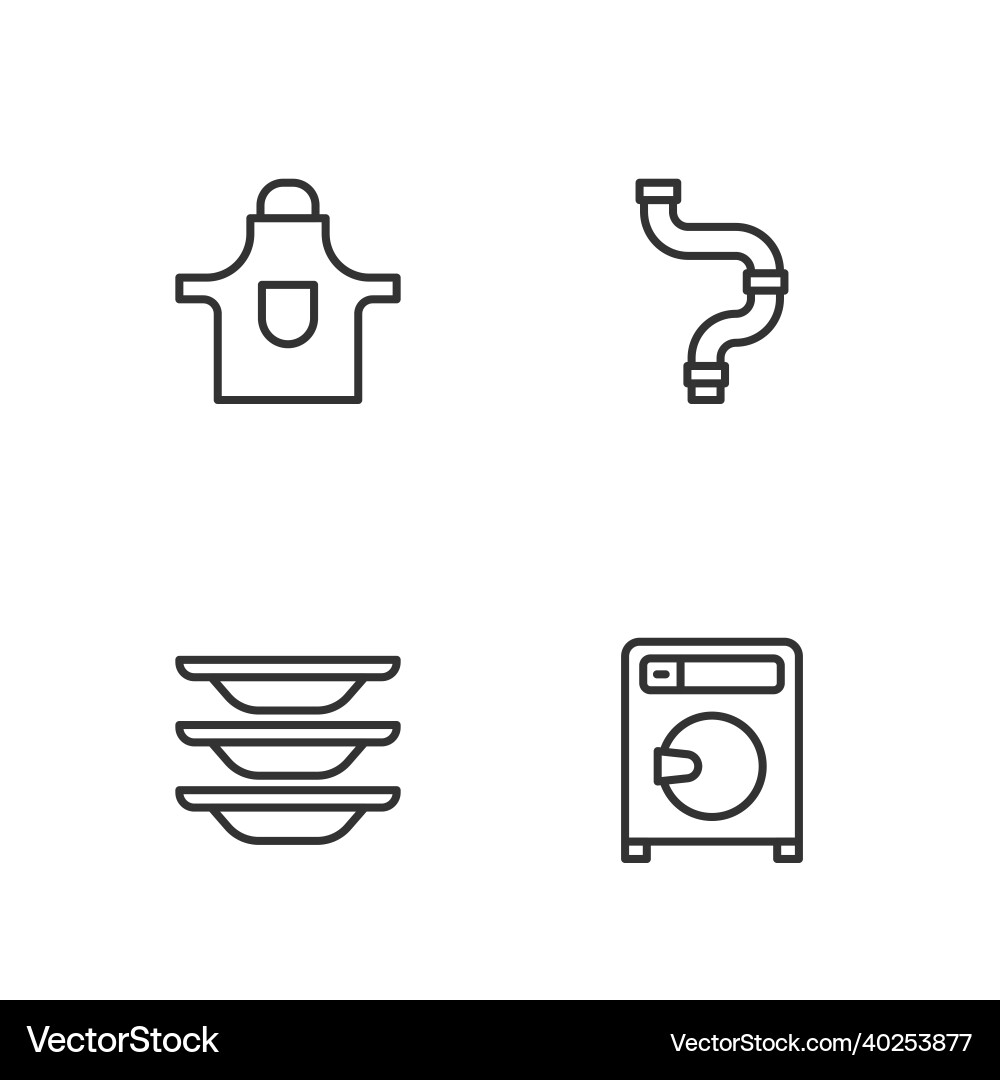 Set line washer washing dishes kitchen apron Vector Image