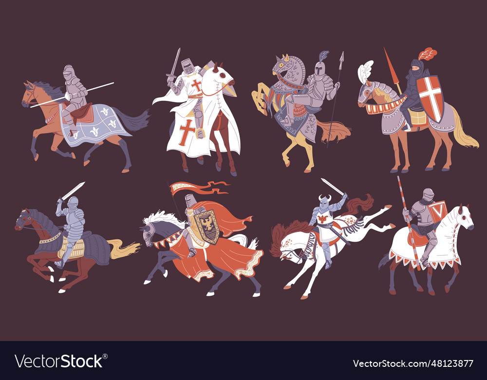 Set of isolated of medieval Royalty Free Vector Image