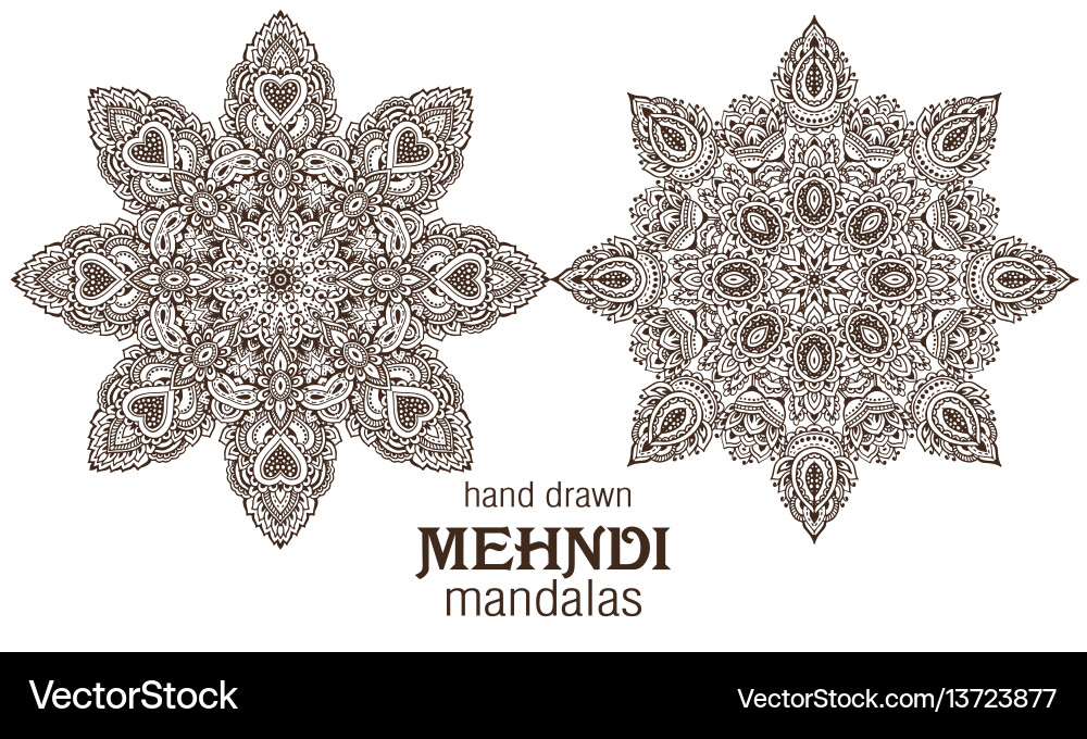 Set of two abstract round lace design Royalty Free Vector