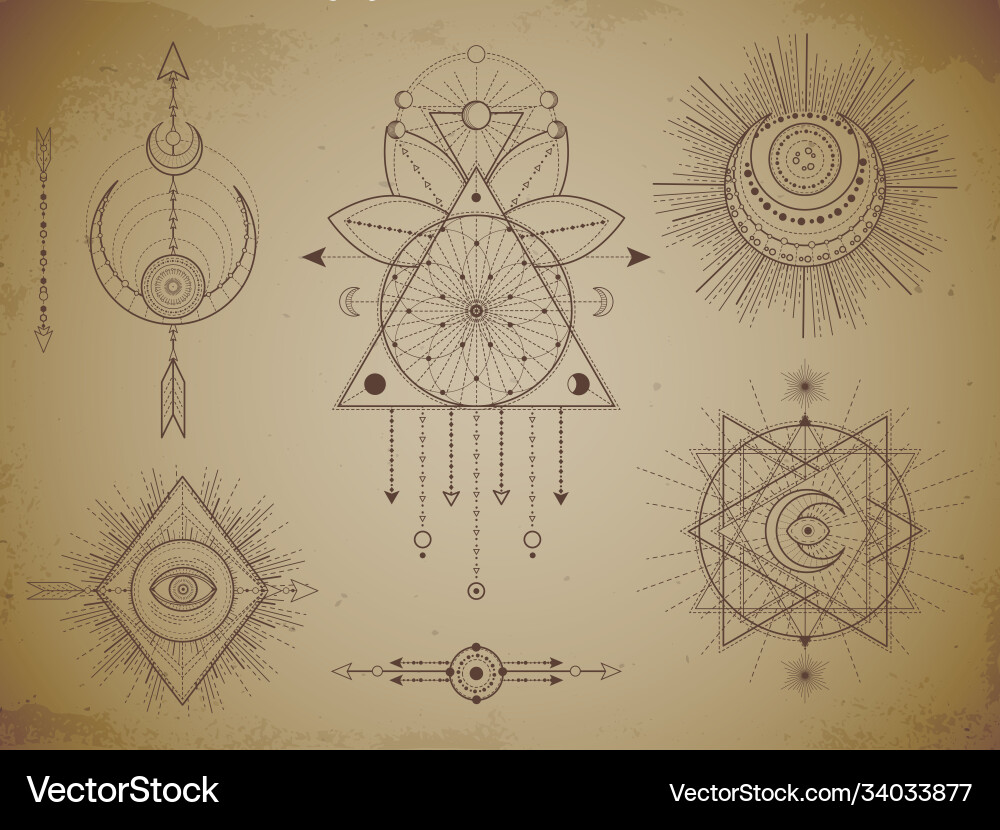 Set sacred geometric symbols and figures Vector Image