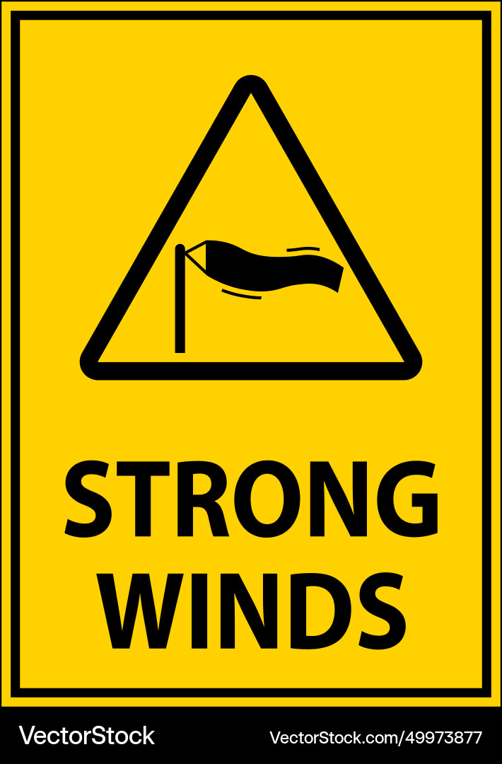 Water safety sign warning - strong winds Vector Image