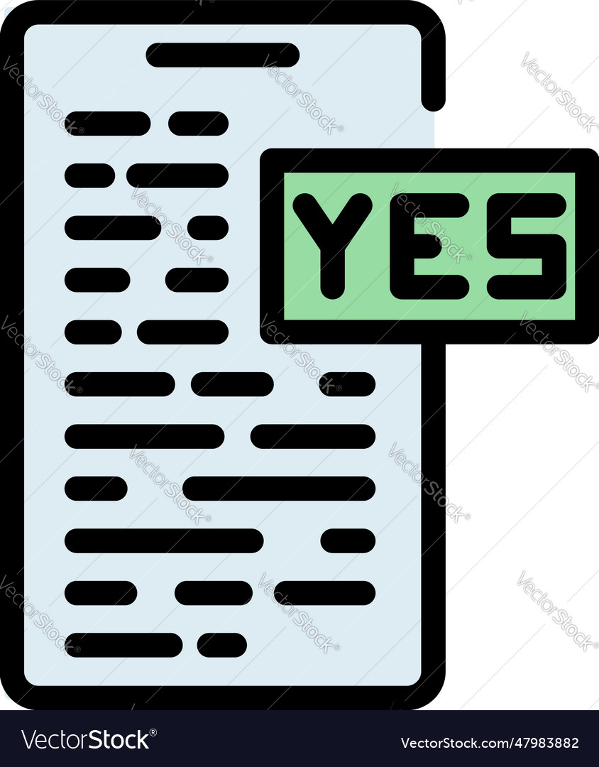 Approved code icon flat Royalty Free Vector Image