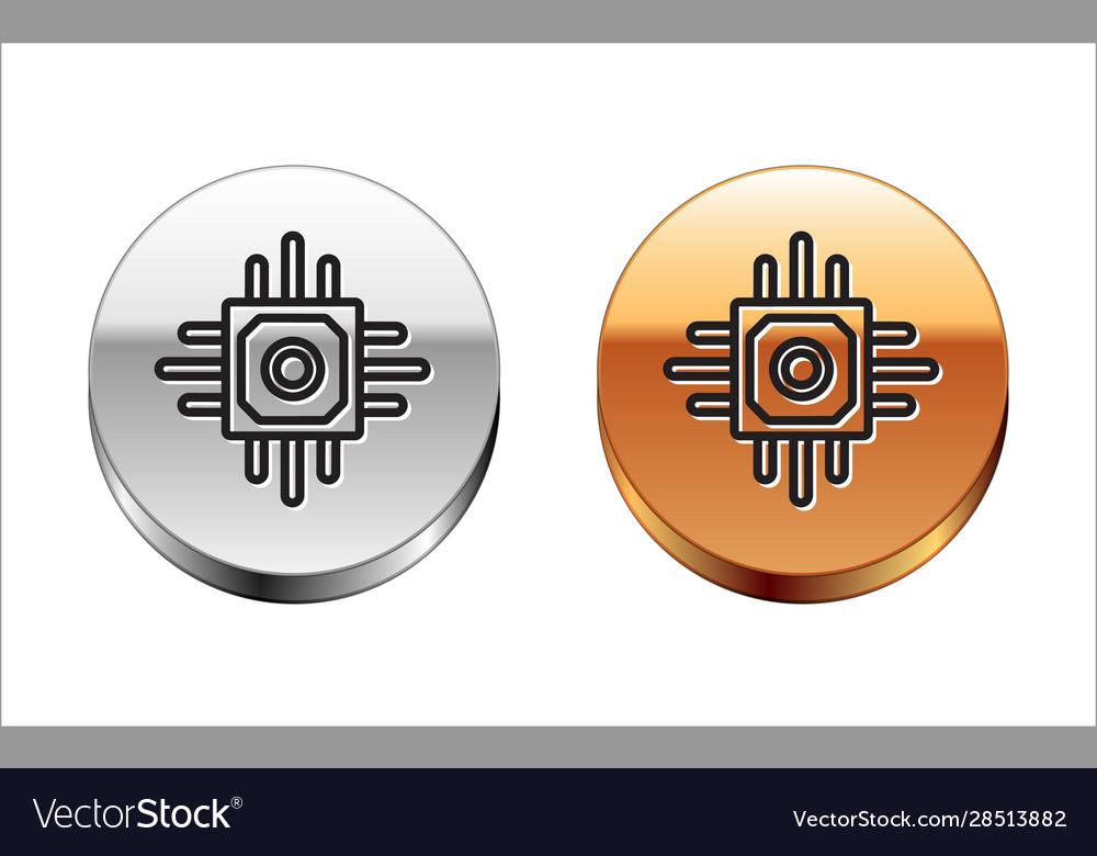 Black line processor icon isolated on white Vector Image