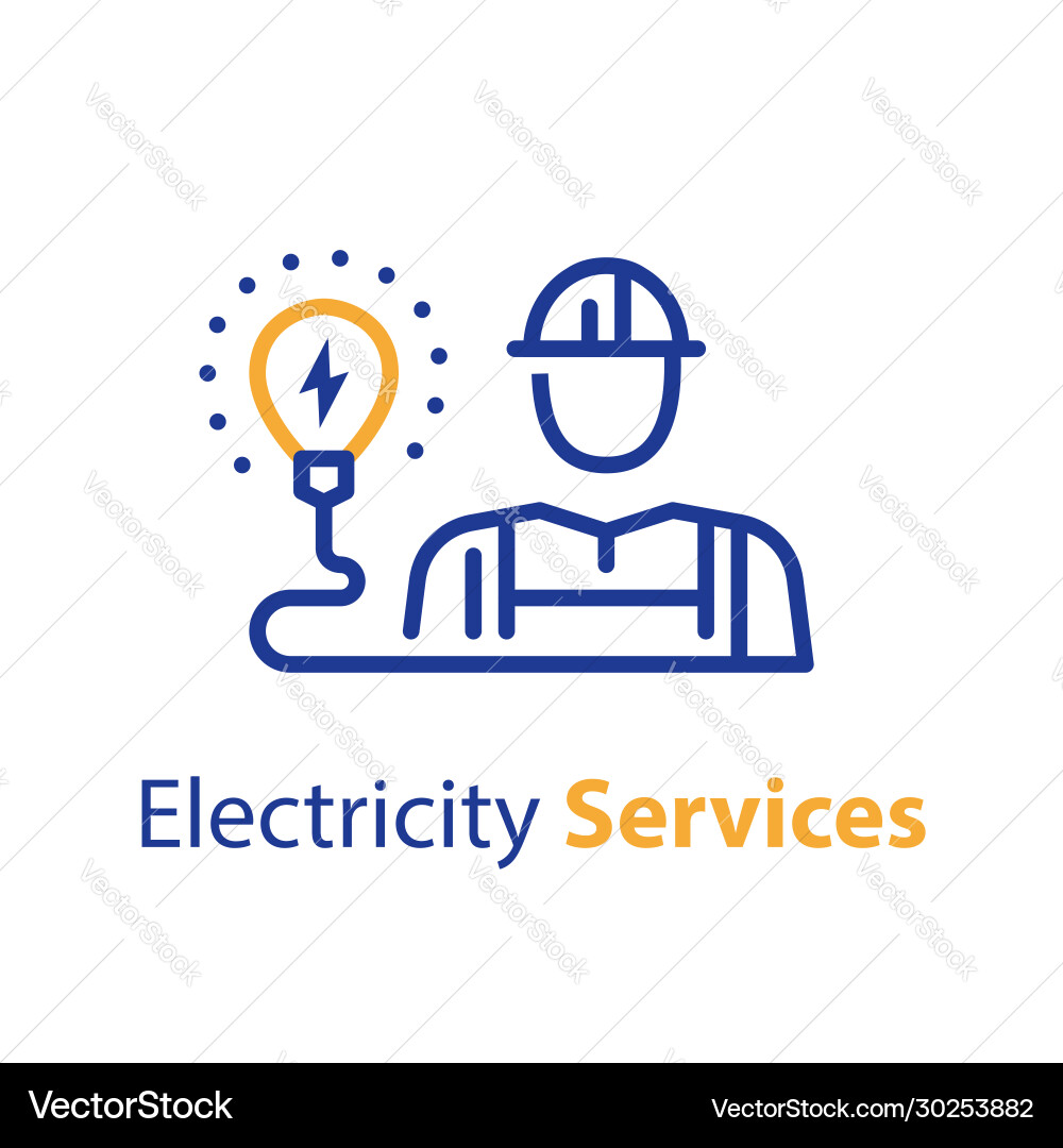 Electrician and light bulb electricity services Vector Image