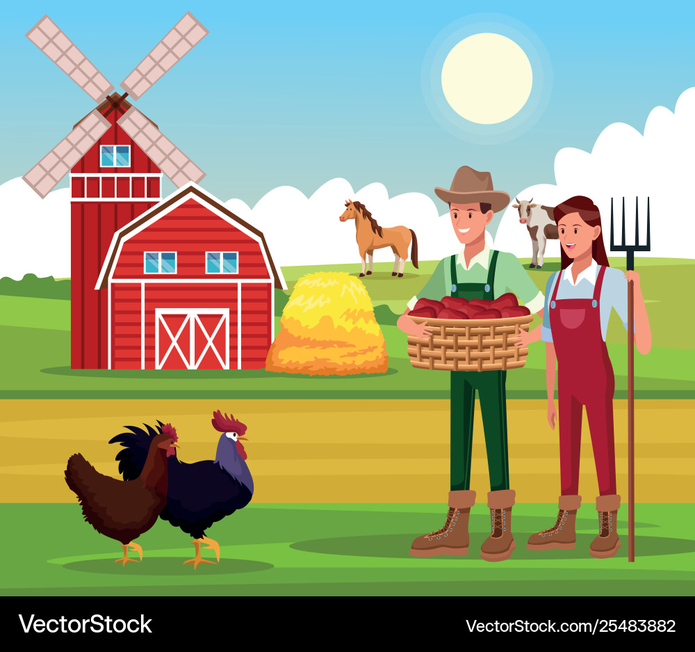 Farm rural cartoons Royalty Free Vector Image - VectorStock