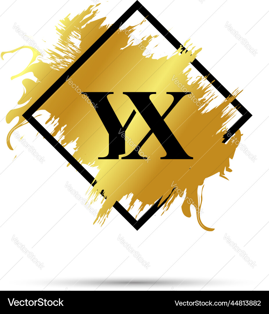 Gold yx logo symbol art design Royalty Free Vector Image