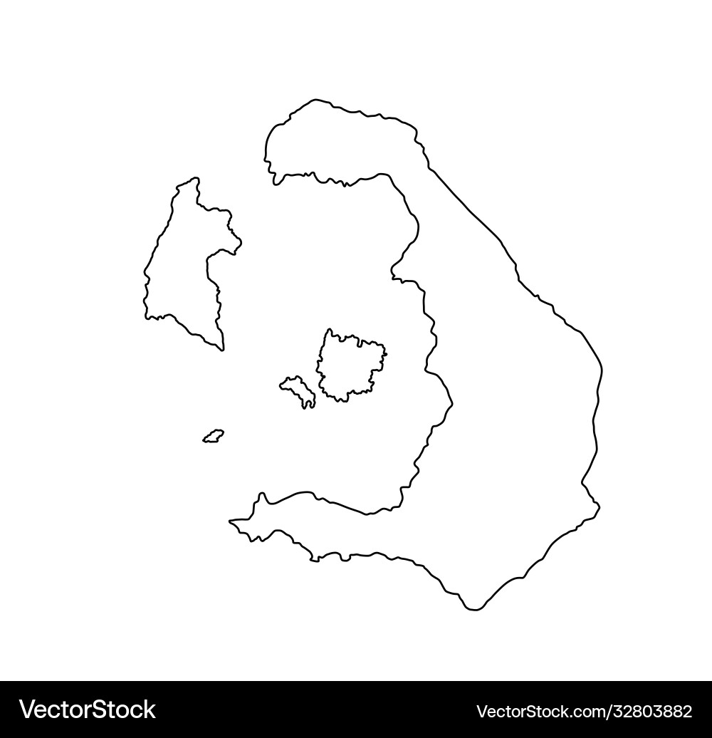 Greek island santorini map line contour Royalty Free Vector