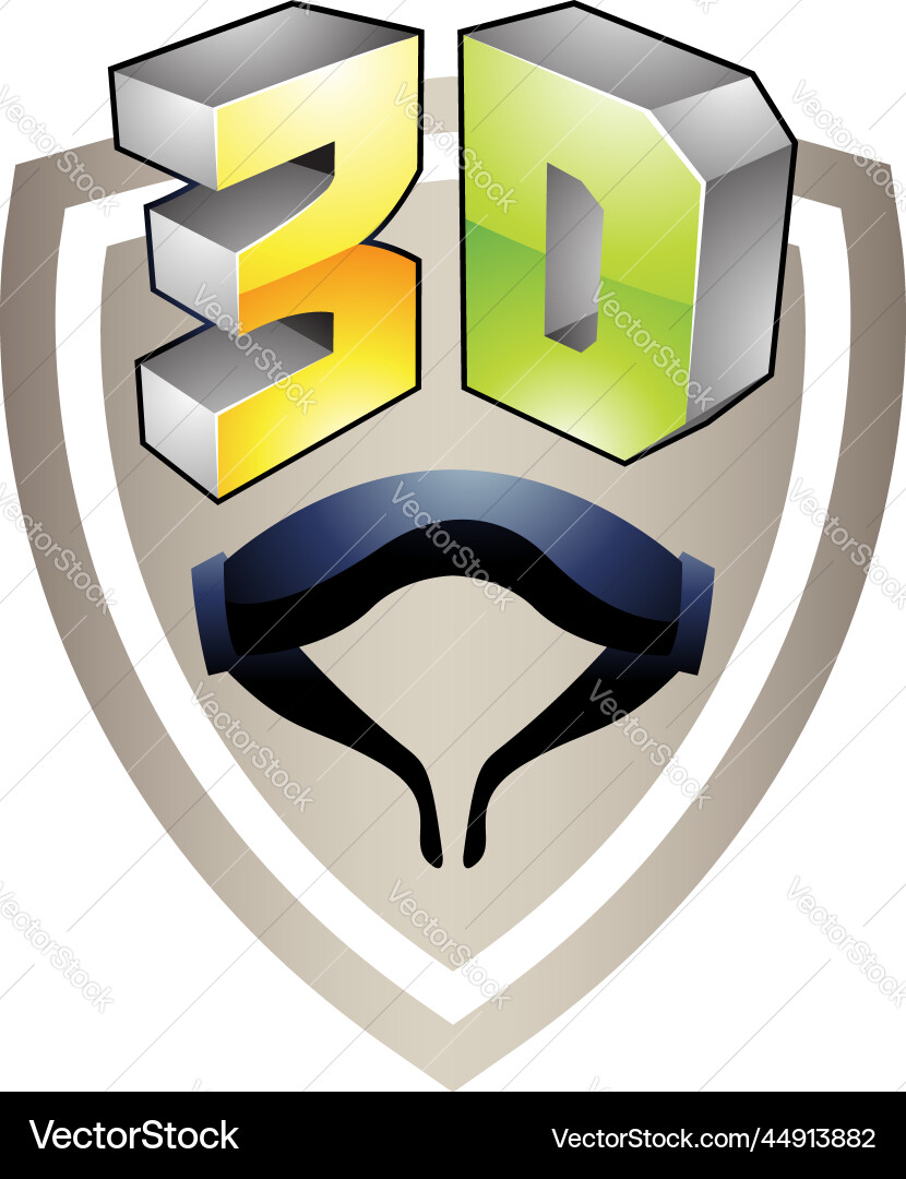 Green and yellow 3d viewing glossy tech symbol Vector Image