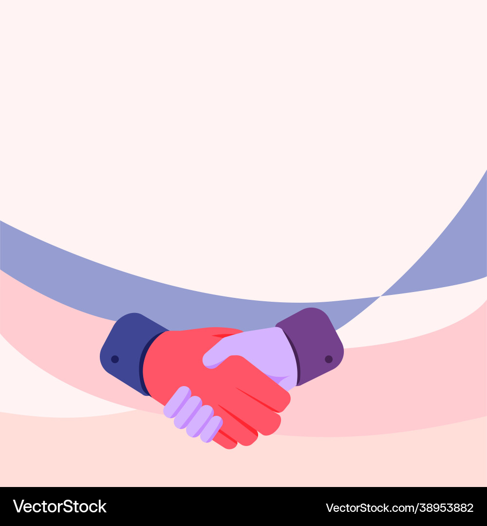 Hands drawing in handshake position showing deal Vector Image