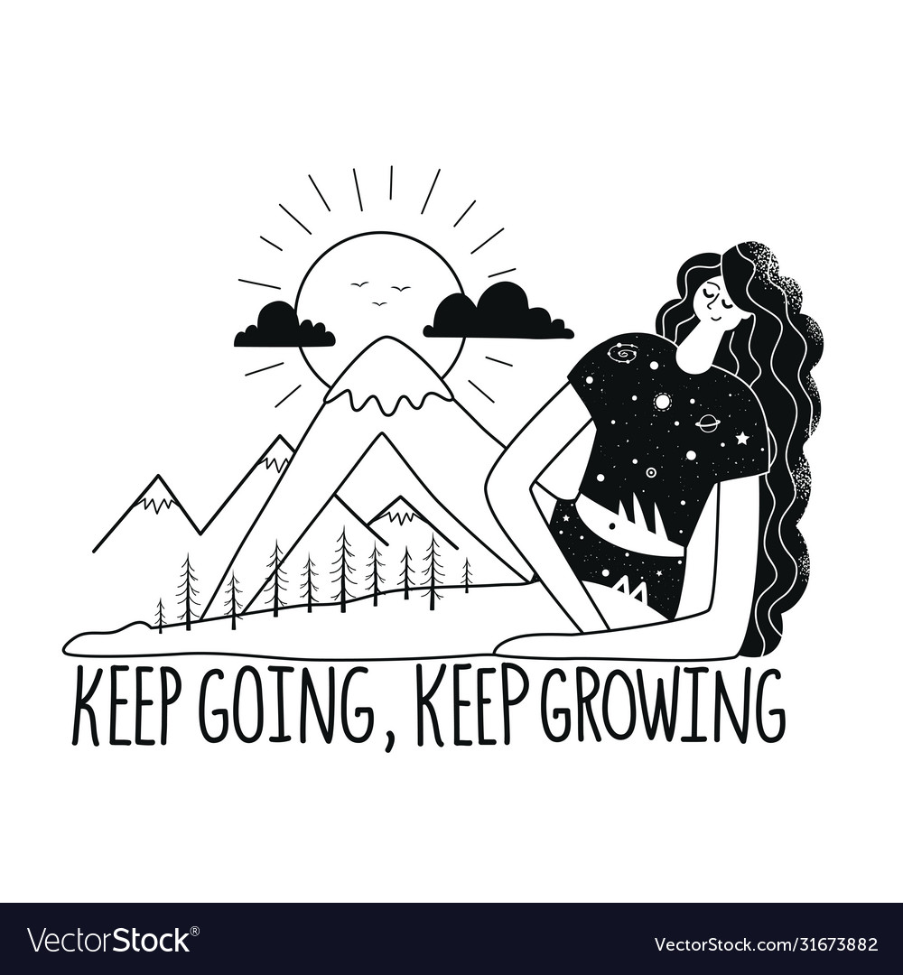 Keep going growing lettering poster woman Vector Image