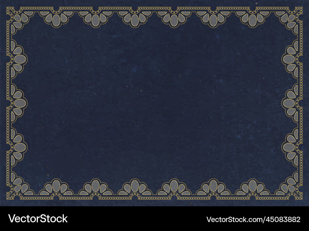 Lace frame background floral blue vintage design Vector Image