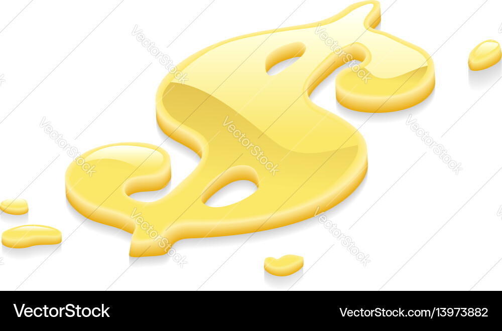 Liquid gold dollar symbol sign Royalty Free Vector Image