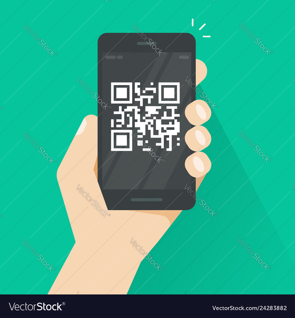Qr code on smartphone screen Royalty Free Vector Image