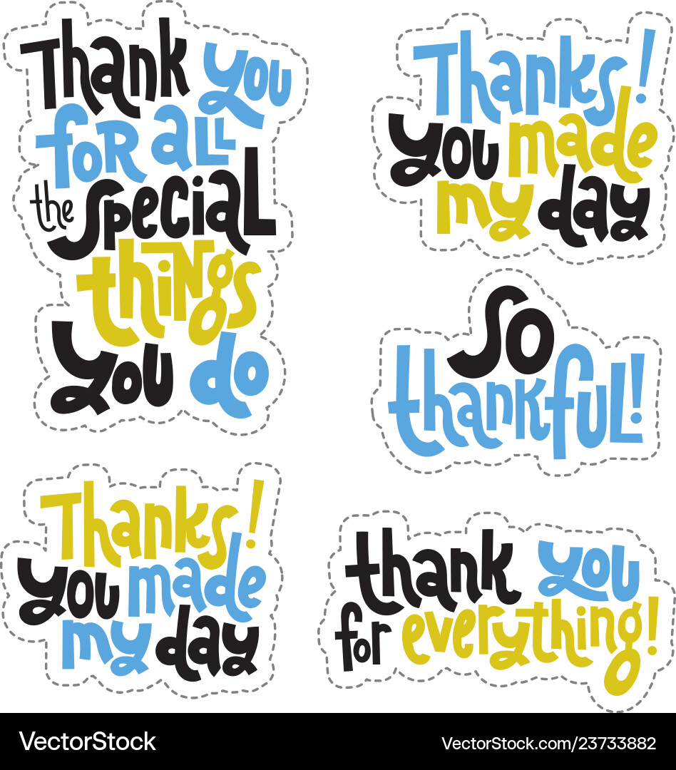 Thank you quotes and stickers Royalty Free Vector Image