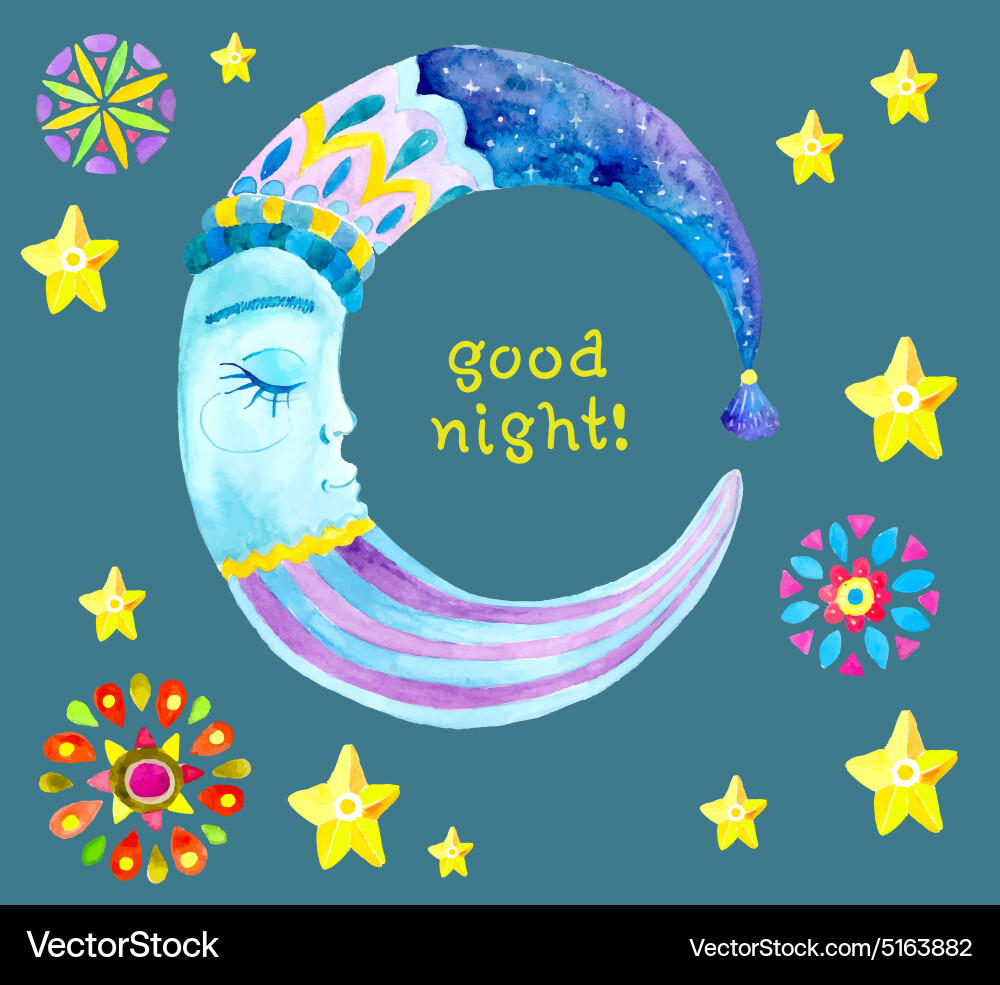 Watercolor moon for children design Royalty Free Vector