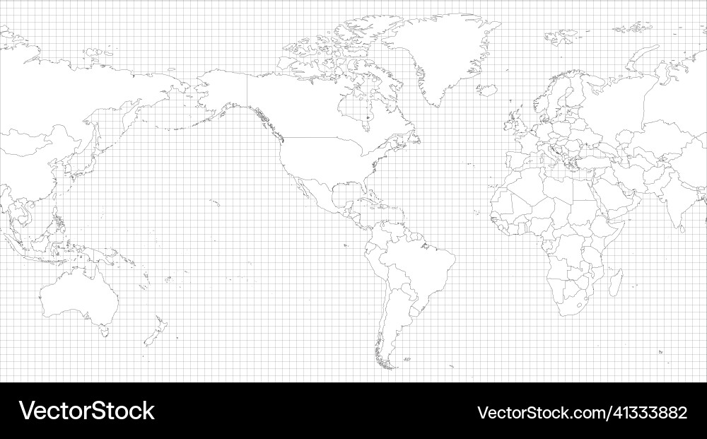 World simple outline blank map Royalty Free Vector Image