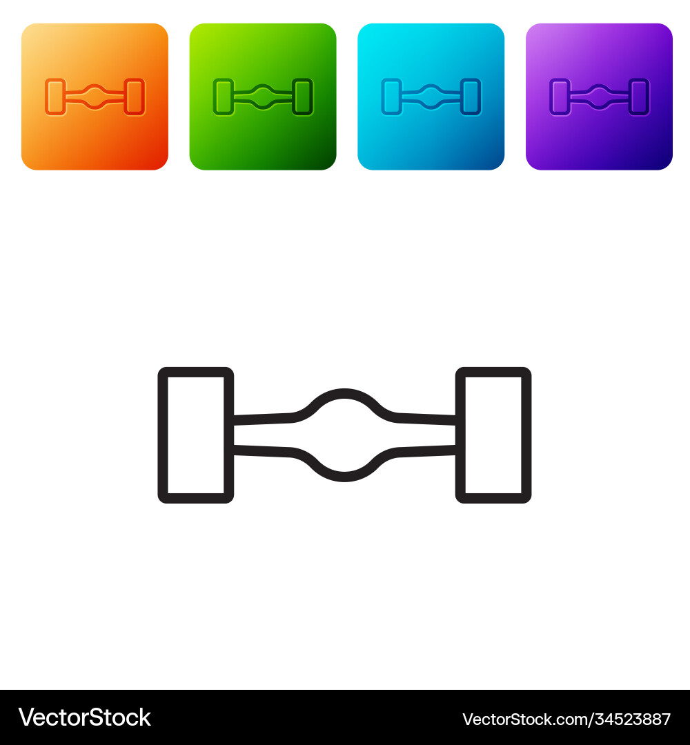 Black line chassis car icon isolated on white Vector Image