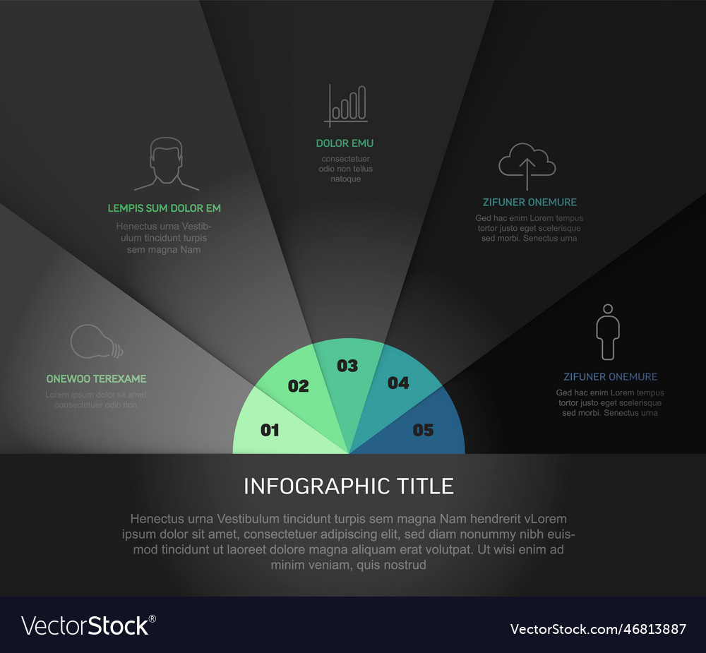 Dark multipurpose light fan infographic with five Vector Image Dark multipurpose light fan infographic with five Vector Image
