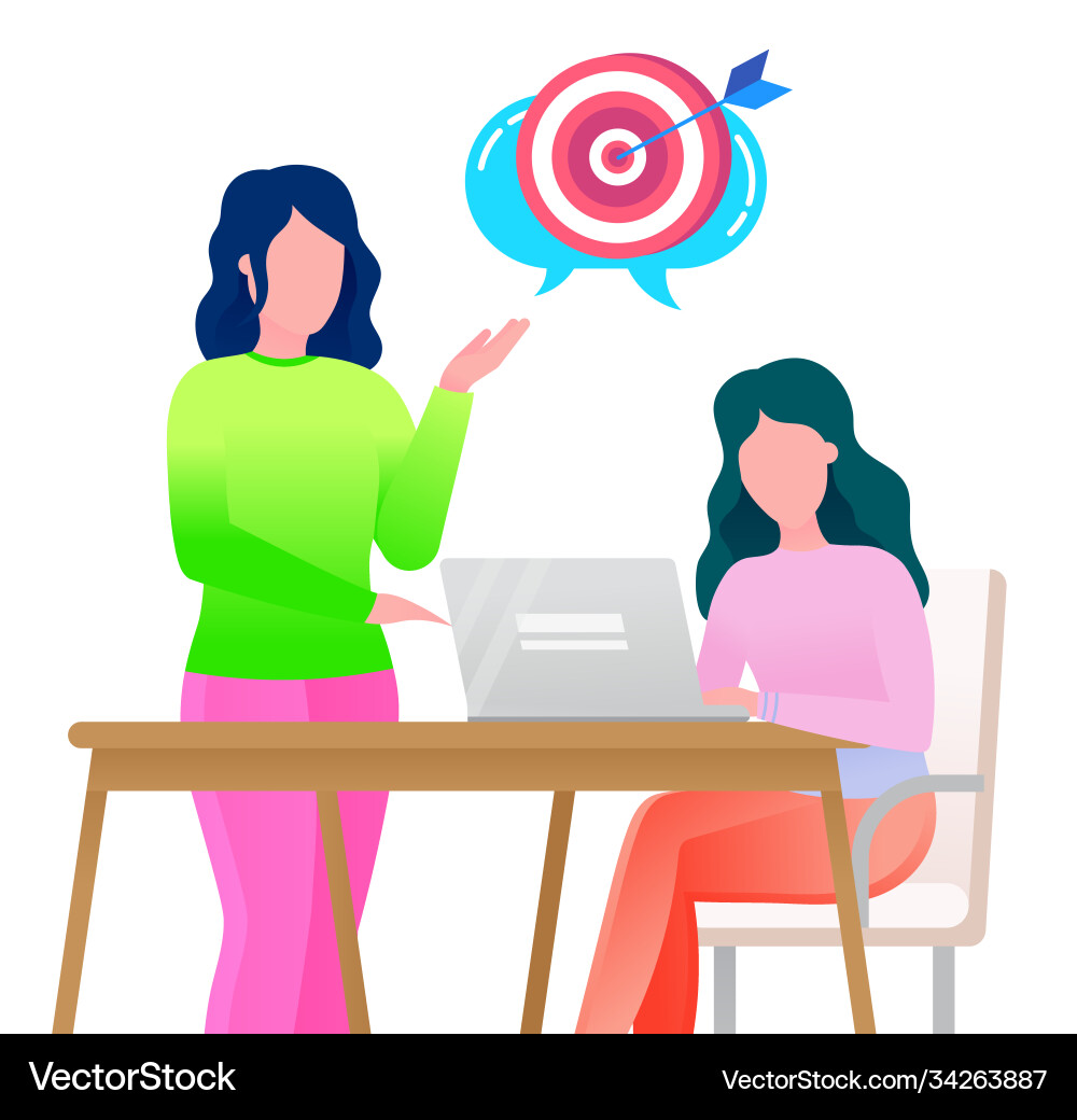 Employee with manager boss worker laptop Vector Image
