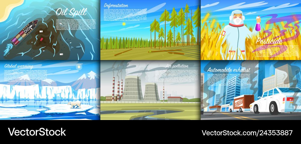 Environmental pollution set of radioactive Vector Image