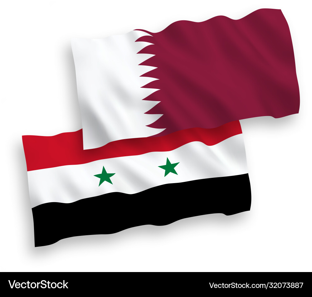 Flags qatar and syria on a white background Vector Image