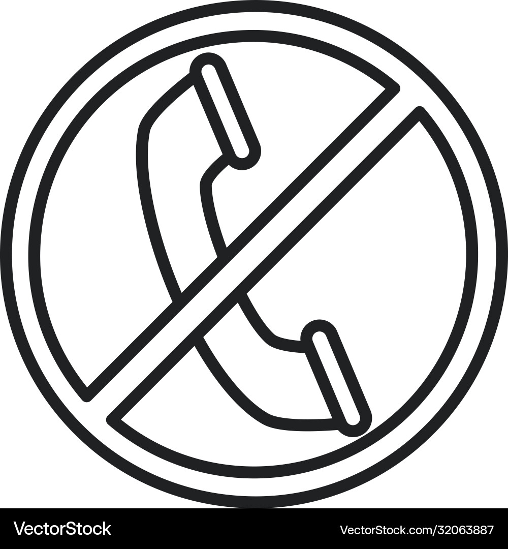 Forbidden sign with phone communication line style