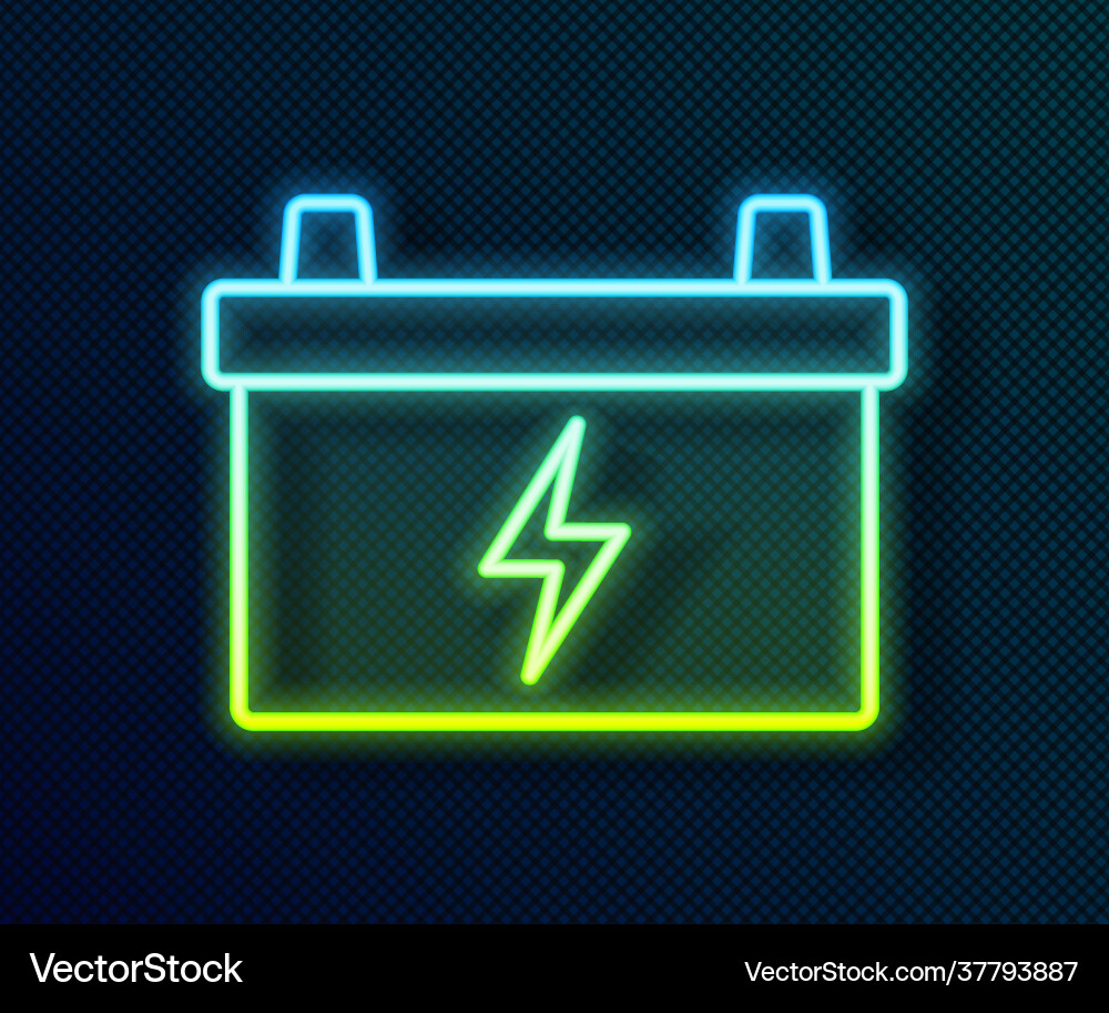 Glowing neon line car battery icon isolated Vector Image