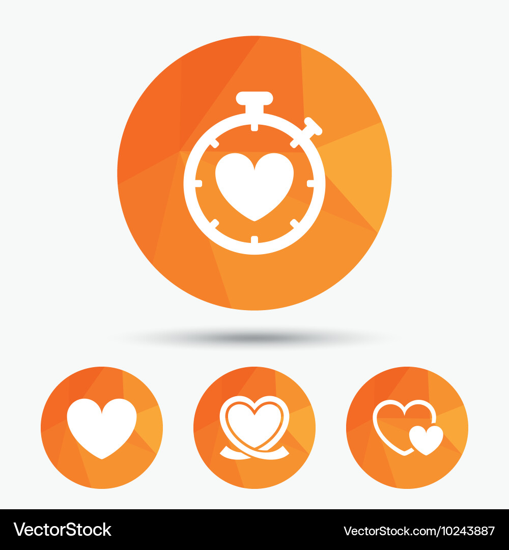 Heart ribbon icon timer stopwatch symbol Vector Image
