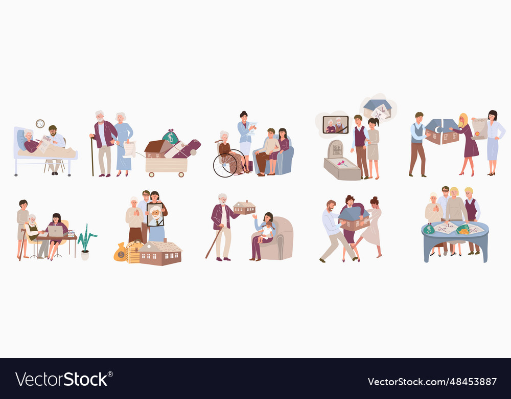 Inheritance flat set Royalty Free Vector Image