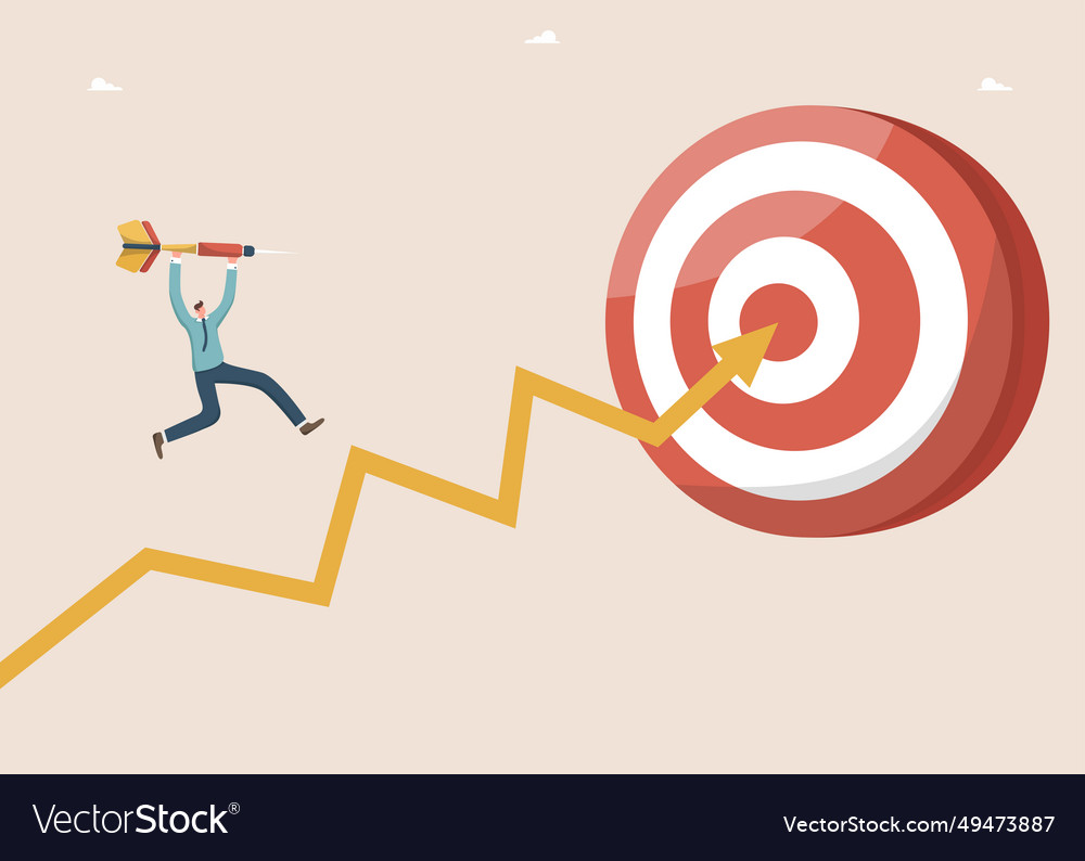 Man with dart runs along arrow to board Royalty Free Vector Man with dart runs along arrow to board Royalty Free Vector