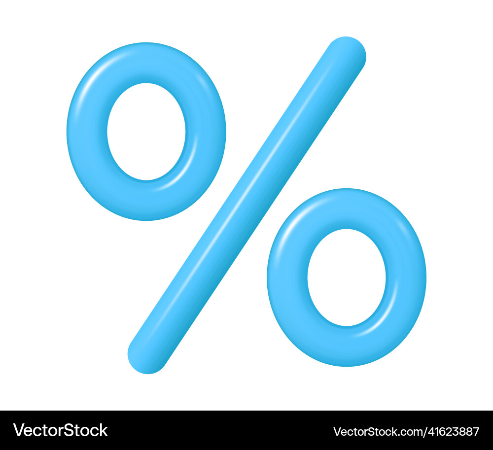 Percent sign blue on white background 3d Vector Image