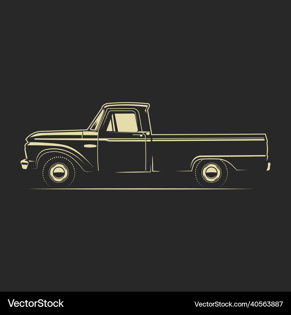 Pickup truck classic outline Royalty Free Vector Image
