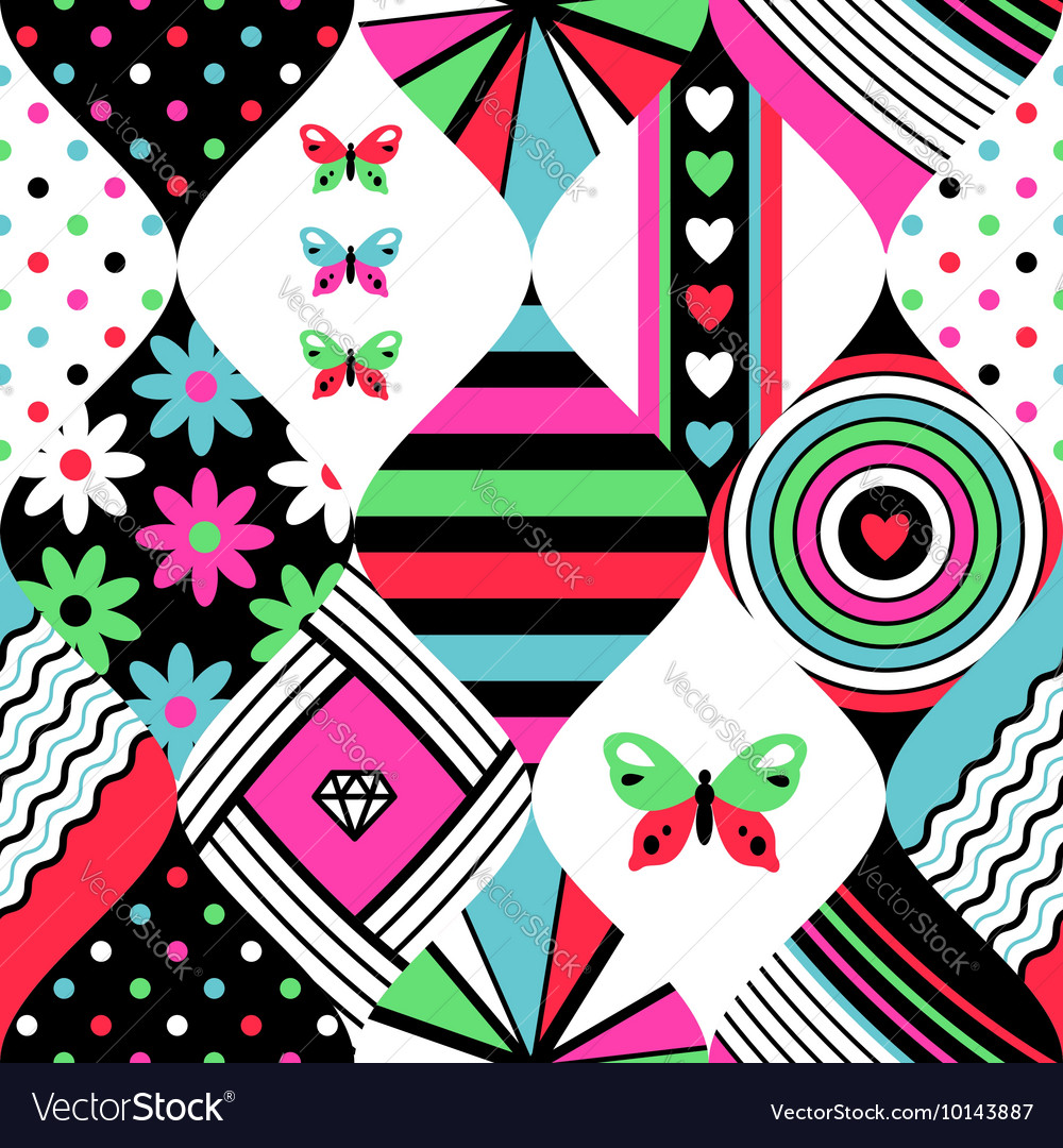 Pop pattern patchwork Royalty Free Vector Image