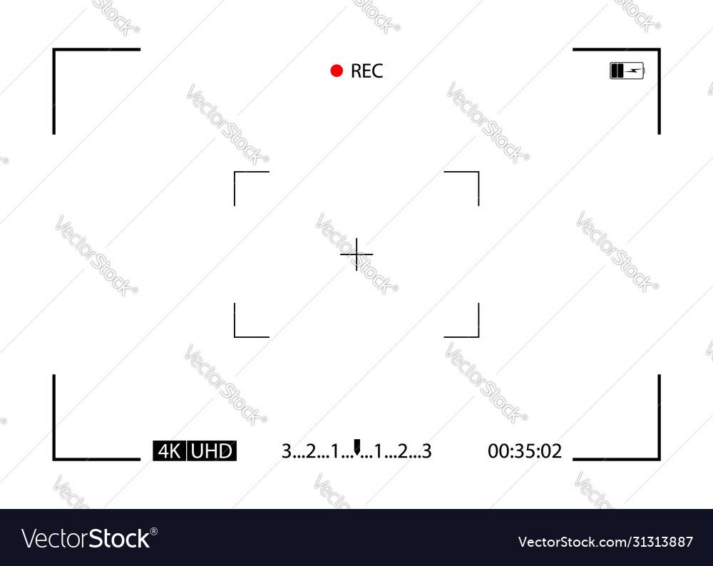 Recording video camera frame focus and rec Vector Image