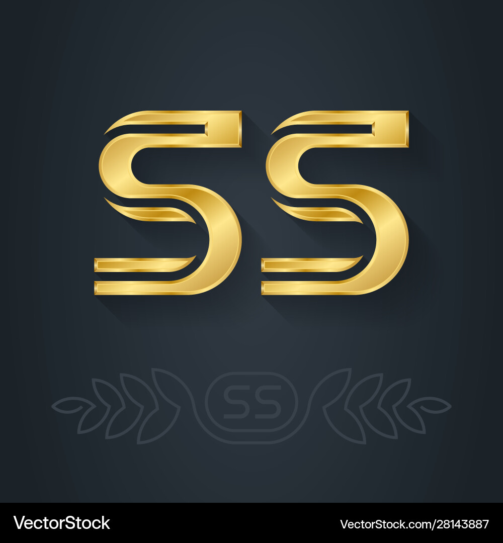 S and s - initials or golden logo ss - metallic Vector Image