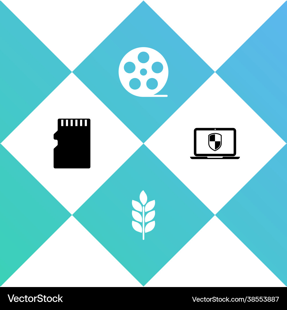 Set micro sd memory card wheat film reel Vector Image