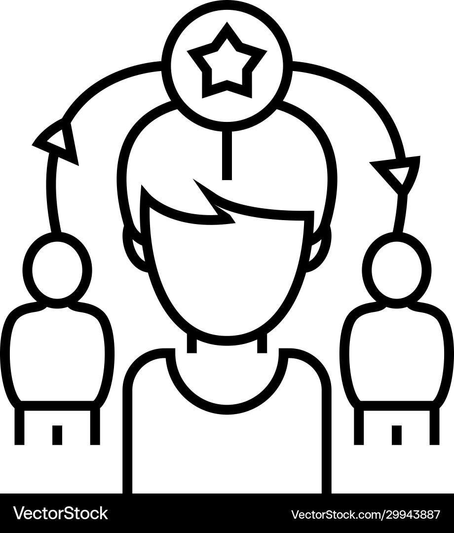 Team solutions line icon concept sign outline Vector Image