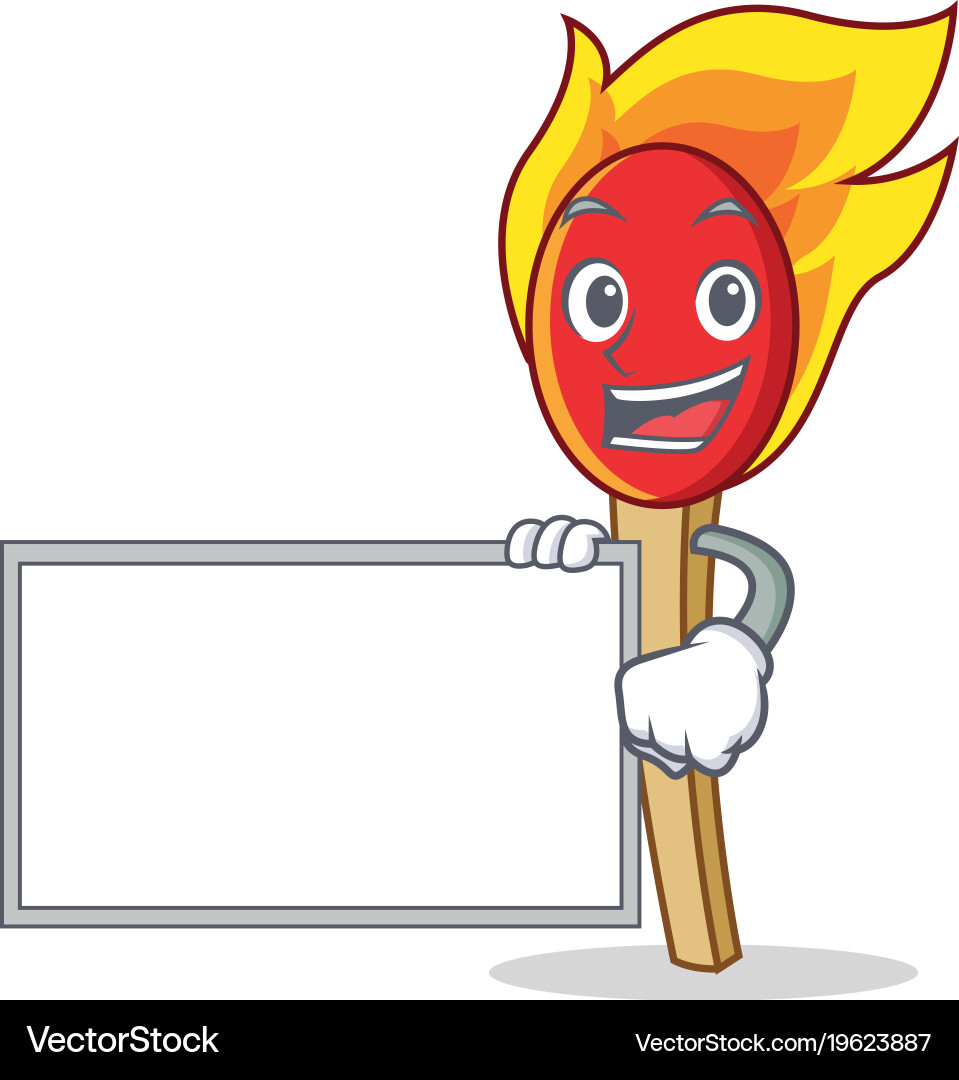 With board match stick character cartoon Vector Image